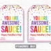 Awesome Sauce Valentine, Applesauce Valentine Tags, Apple Sauce ...