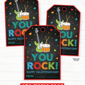 You Rock Valentine, Rocks Valentine, Pop, Guitar, Drum, Chalkboard ...