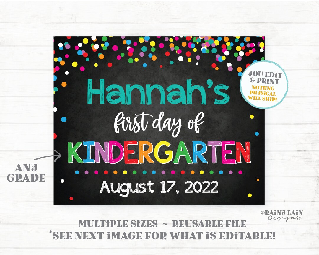 Editable First Day of School Sign 1st Day of School Sign Template Back ...