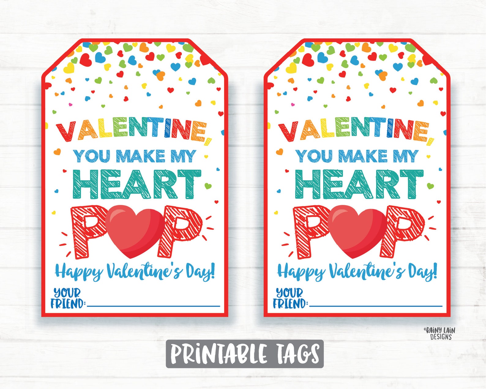 You Make My Heart Pop Valentine Pop Valentine Tag Lollipop - Etsy