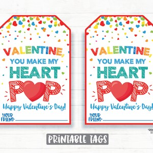 You Make My Heart Pop Valentine Pop Valentine Tag Lollipop, Popcorn ...