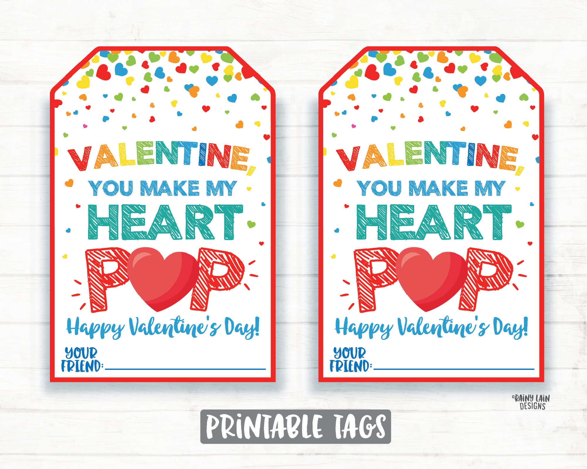 You Make My Heart Pop Valentine Pop Valentine Tag Lollipop | Etsy