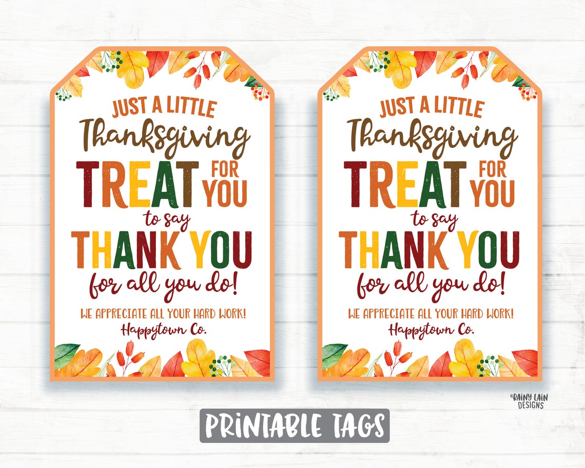 Thanksgiving Treat Thank You Tag Fall Appreciation Gift Tags | Etsy