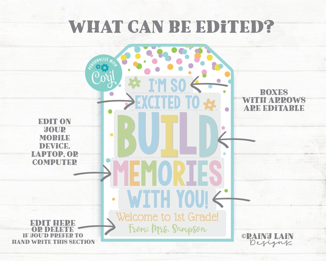 Back to School Student Gift Tag, Build Memories, Hashtag, First Day ...