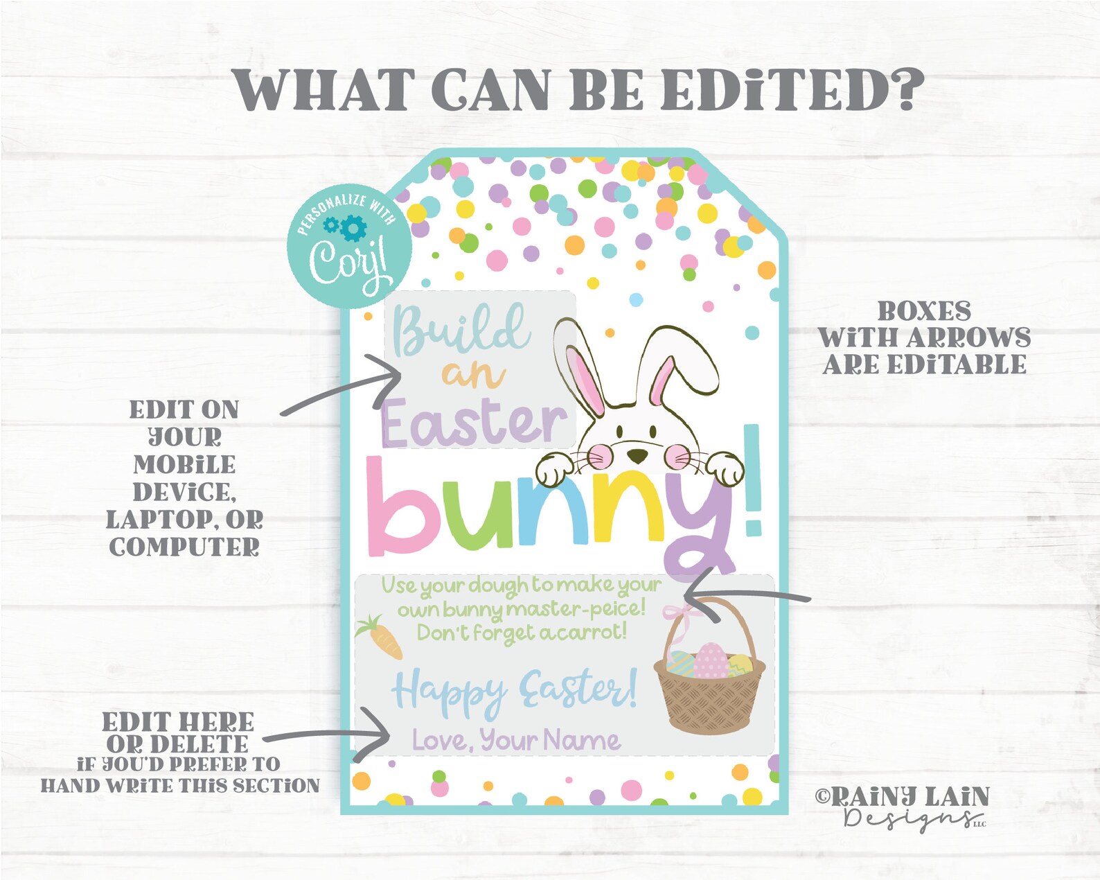 Create Your Own Easter Bunny Tag Build Make Play Dough Gift Doh Spring ...