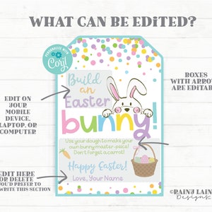 Create Your Own Easter Bunny Tag Build Make Play Dough Gift Doh Spring ...