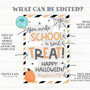Halloween Gift Tag You Make School a Real Treat From Teacher to Student ...