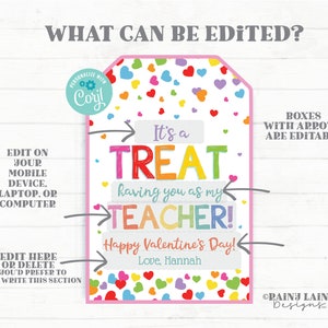 Valentine's Day Treat Having You as My Teacher Tag, Valentine ...