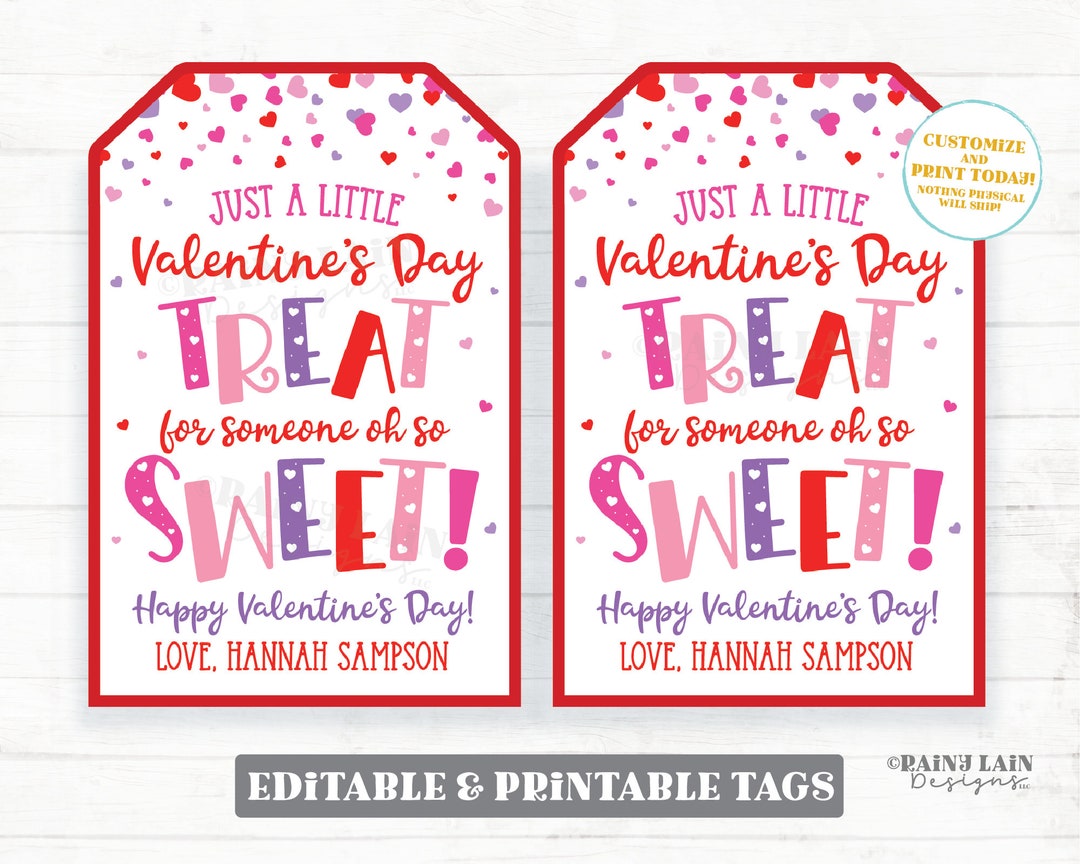 Valentine's Day Treat for Someone Oh so Sweet Tag, Valentine Gift Tags ...