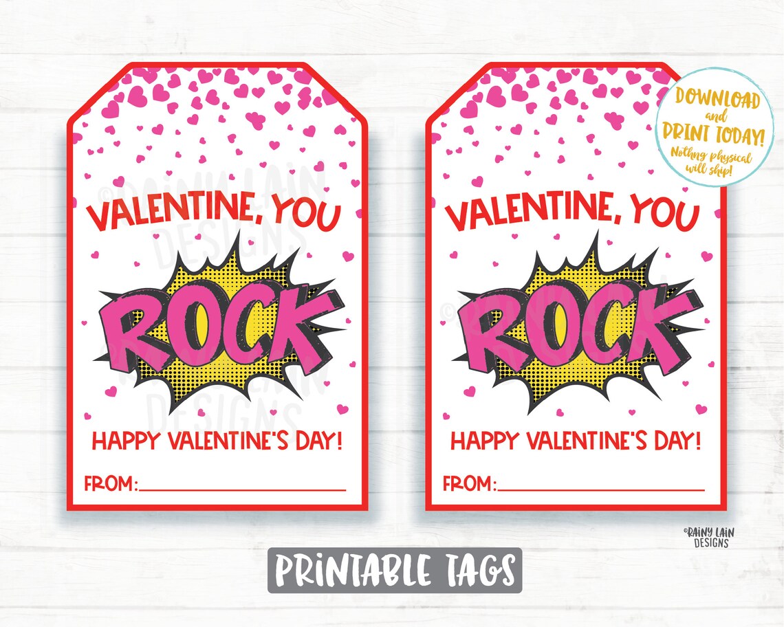 You Rock Valentine Girl Superhero Valentine Pop Painted - Etsy