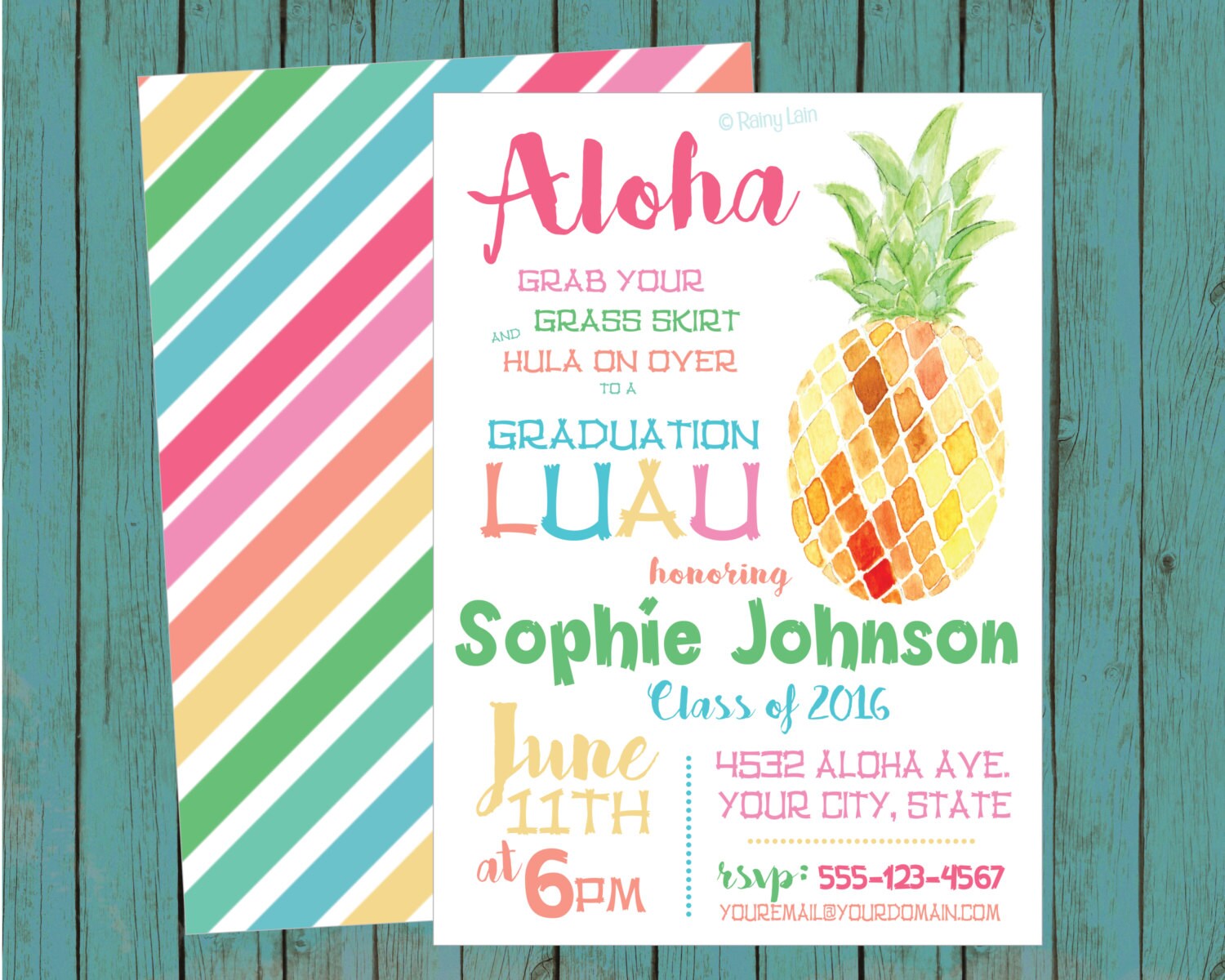 Paper & Party Supplies Aloha Graduation Invitation Luau Graduation ...