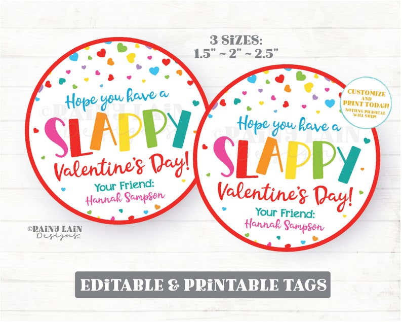 Slappy Valentine's Day Tag Round Slap Bracelet Valentine - Etsy
