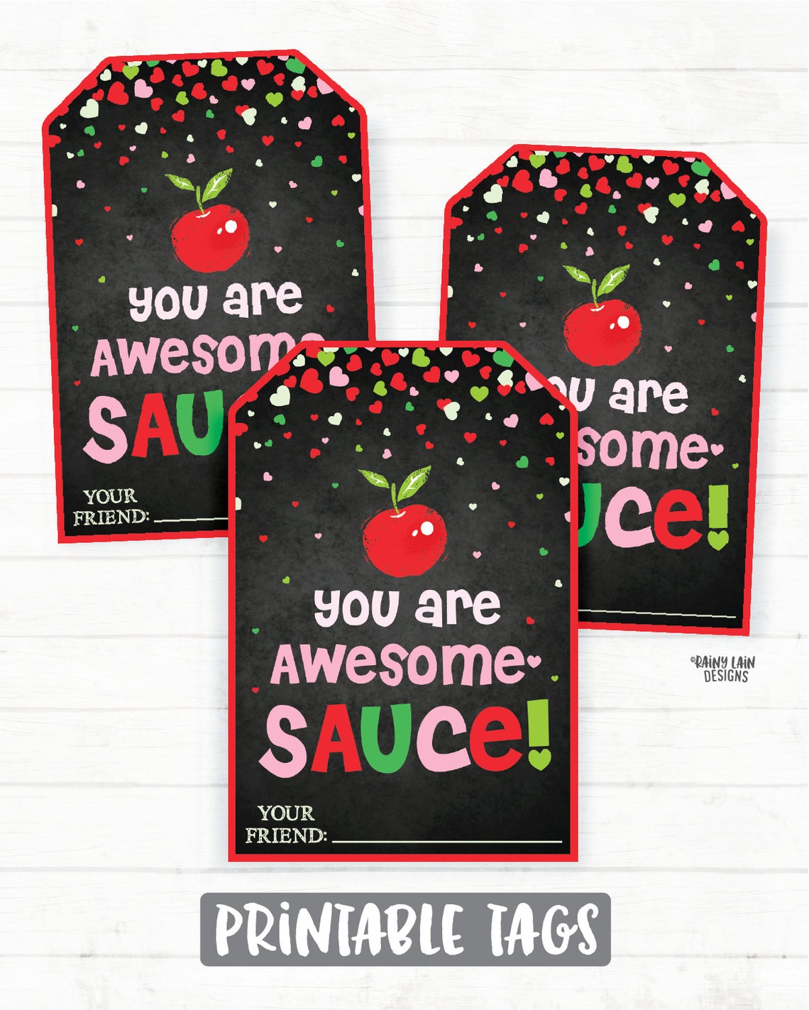 Awesome Sauce Valentine, Applesauce Valentine Tags, Chalkboard ...