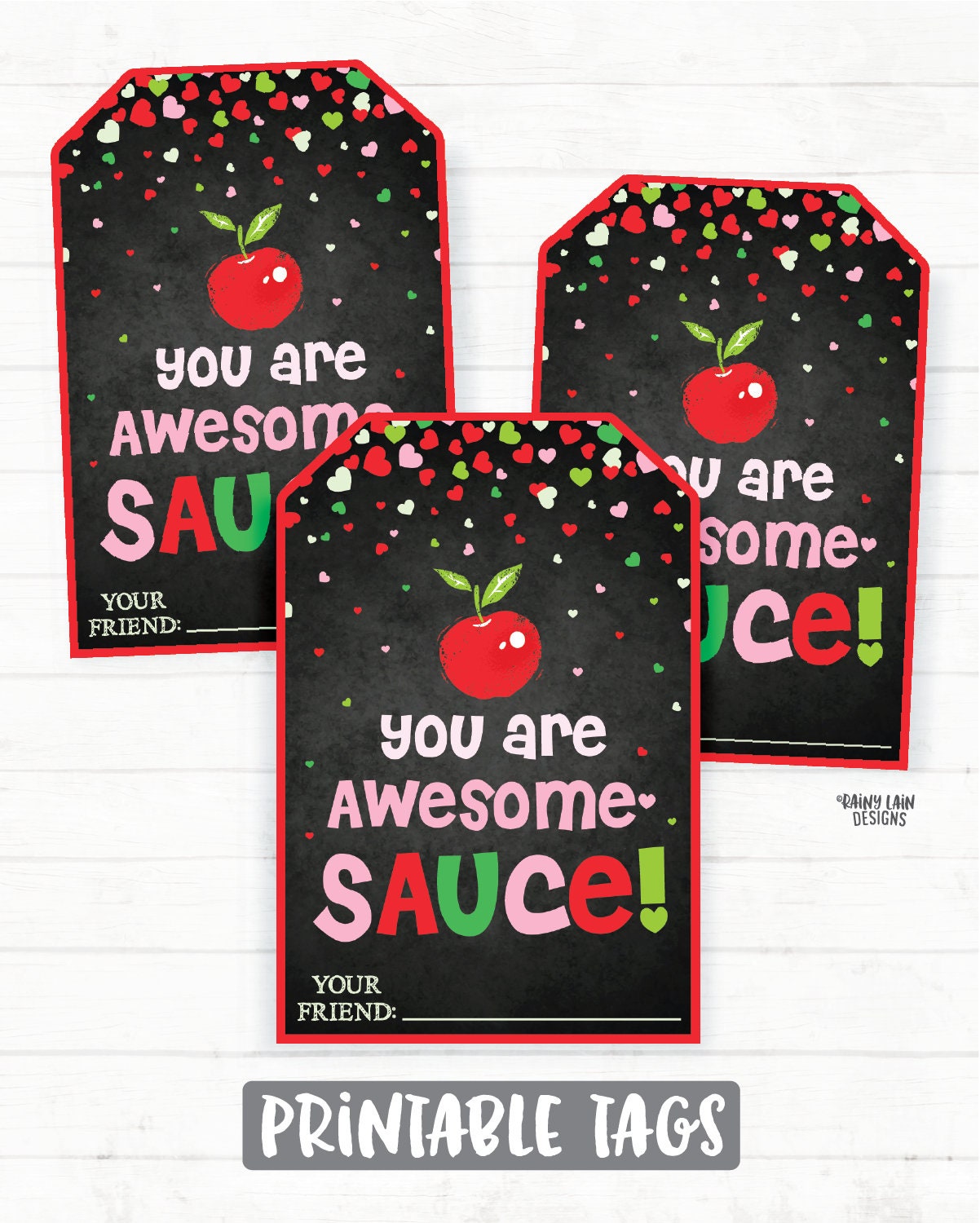 Awesome Sauce Valentine, Applesauce Valentine Tags, Chalkboard ...