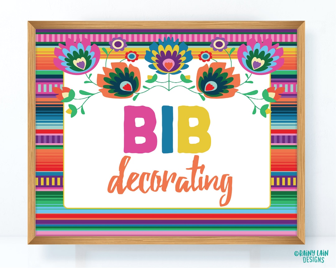Bib Decorating Sign, Baby Fiesta Sign, Fiesta Baby Shower Decorations ...