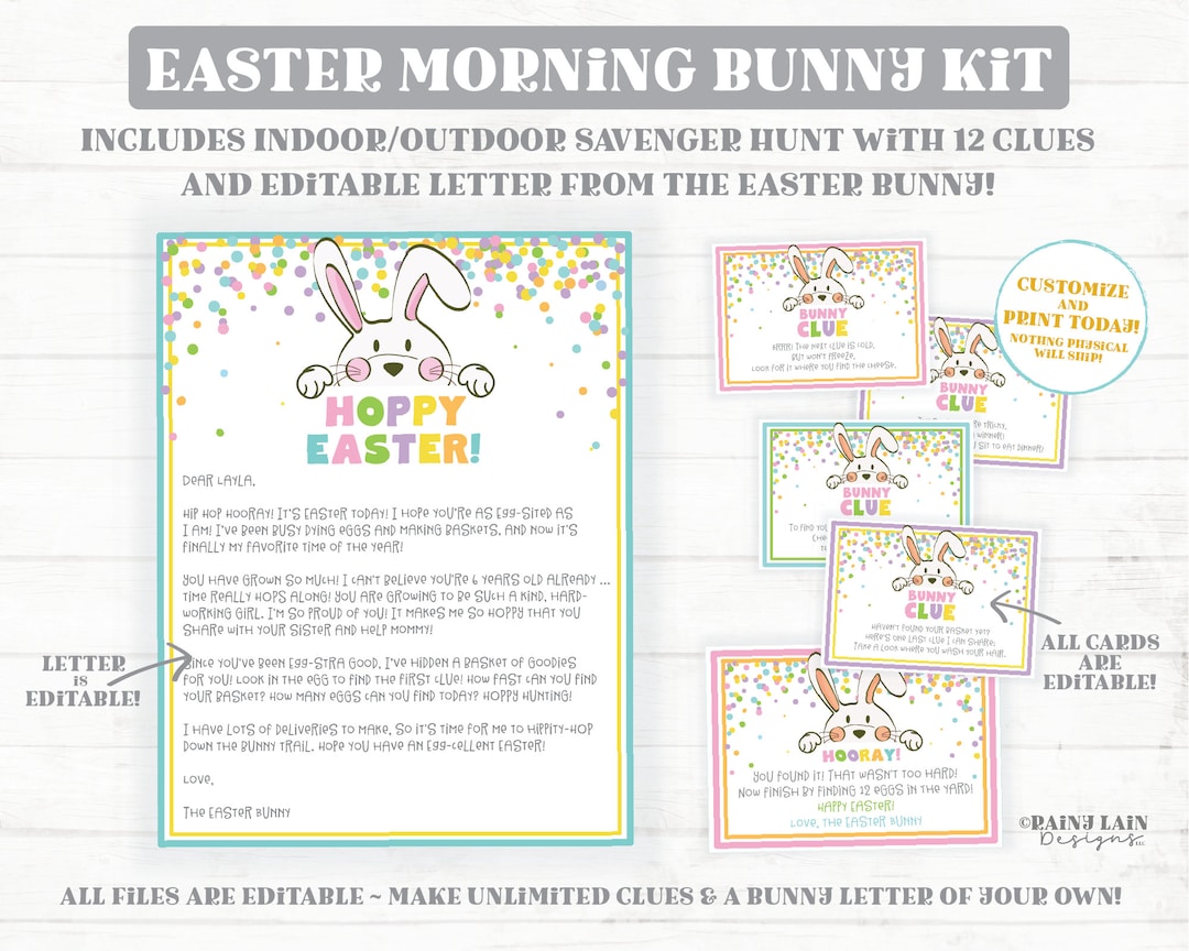 Easter Scavenger Hunt Easter Bunny Letter Easter Egg Hunt Bunny Clue ...