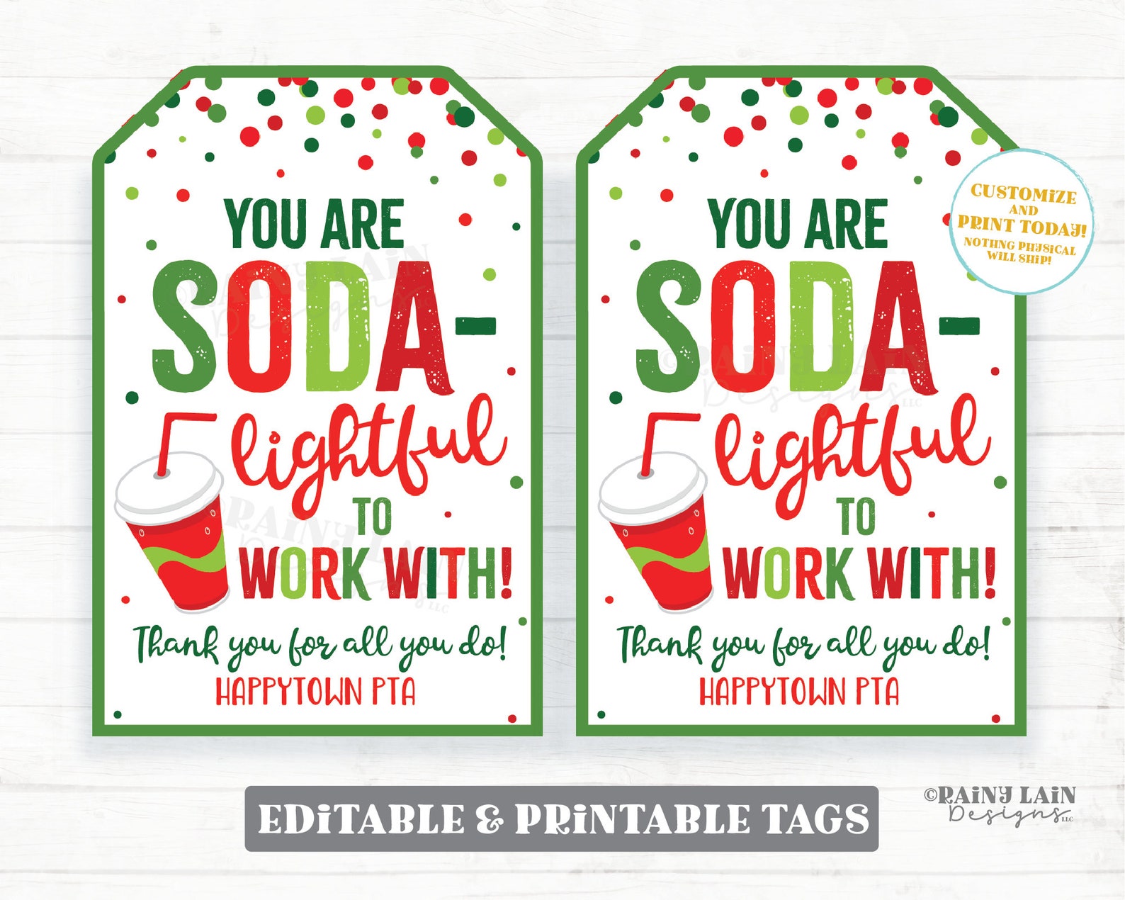 You Are Sodalightful to Work With Tag Christmas Soda Gift Tag - Etsy