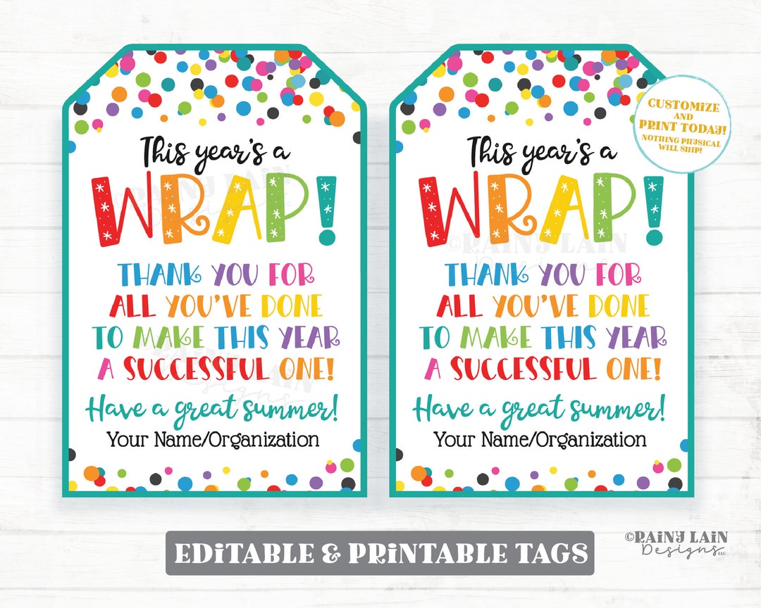 This Year's a Wrap Gift Tag, End of School Year, Blanket, Throw Thank ...