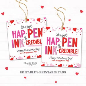 Pen Valentine for Teacher, Teacher Gift Tag From Student, Pen Valentine ...