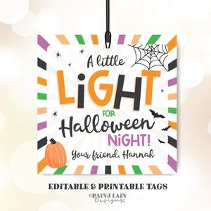 A Little Light for Halloween Night Glow Stick Party Favor Tags ...