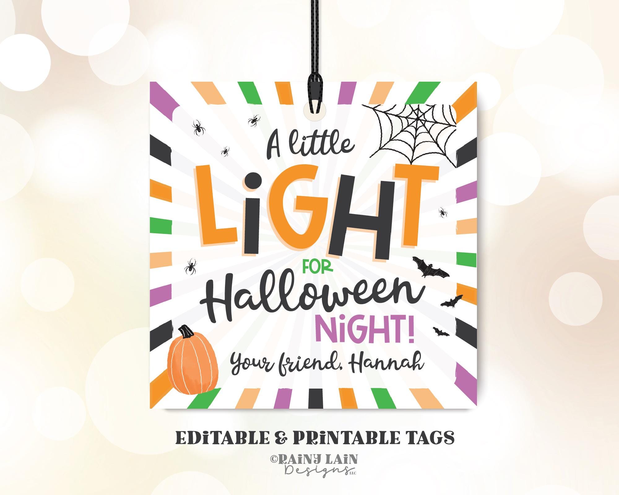 A Little Light for Halloween Night Glow Stick Party Favor Tags ...