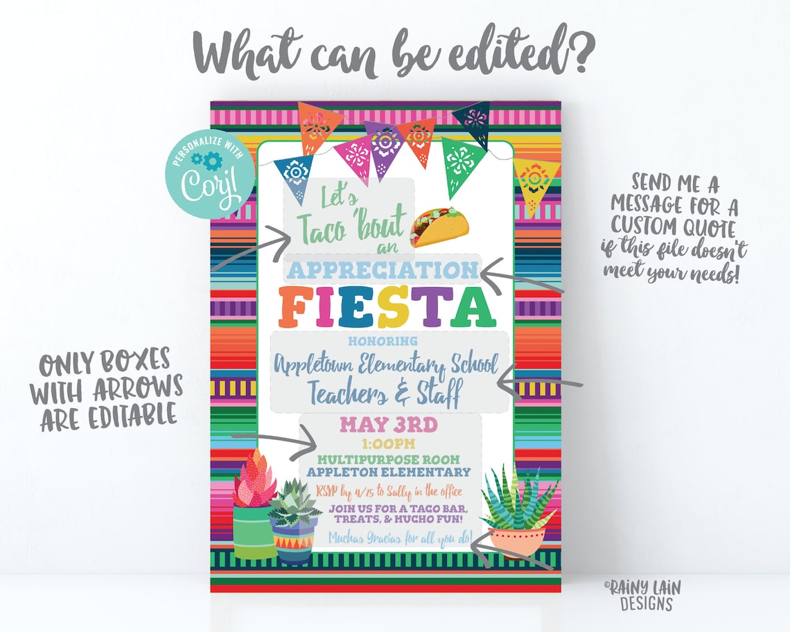 Teacher Appreciation Invitation Let's Taco Bout an - Etsy