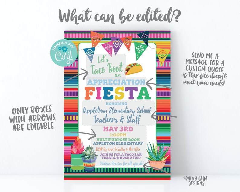 Teacher Appreciation Invitation Let's Taco Bout an Appreciation Fiesta ...
