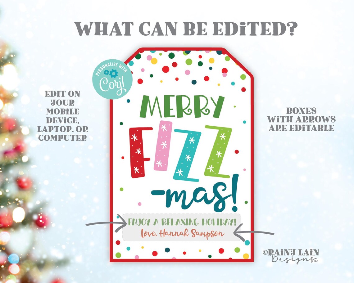 Christmas Bath Bomb Gift Tag, Merry Fizz-mas, Fizzmas Holiday, Salts ...