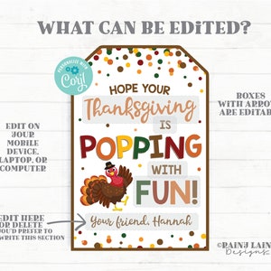 Thanksgiving is Popping With Fun Tag Thanksgiving Pop Gift Tag ...