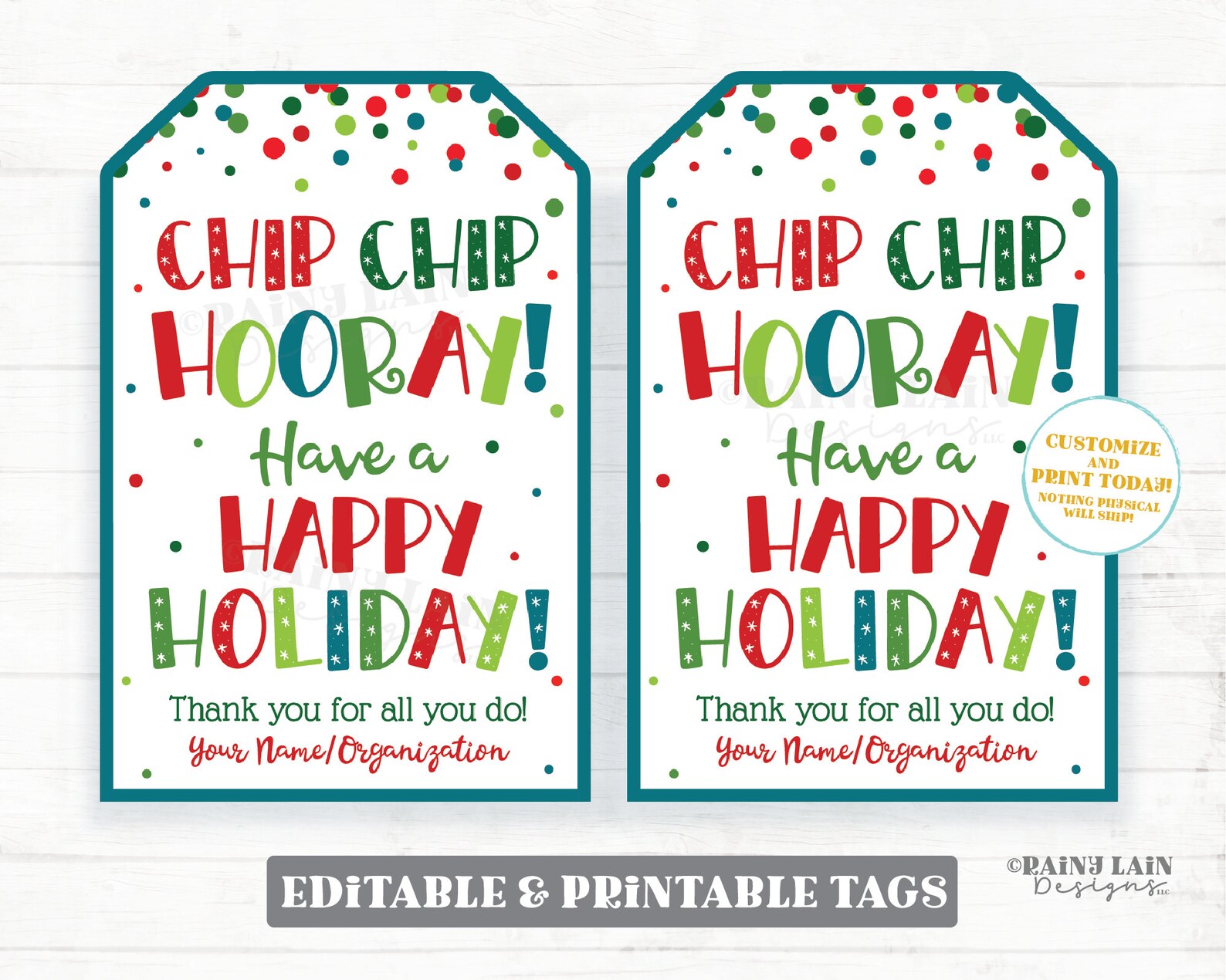 Chip Chip Hooray Have a Happy Holiday Tag Chips Chocolate Chip - Etsy