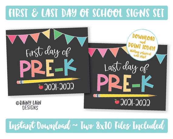 First and Last Day of Pre-k Sign Set 1st Day and Last Day of - Etsy
