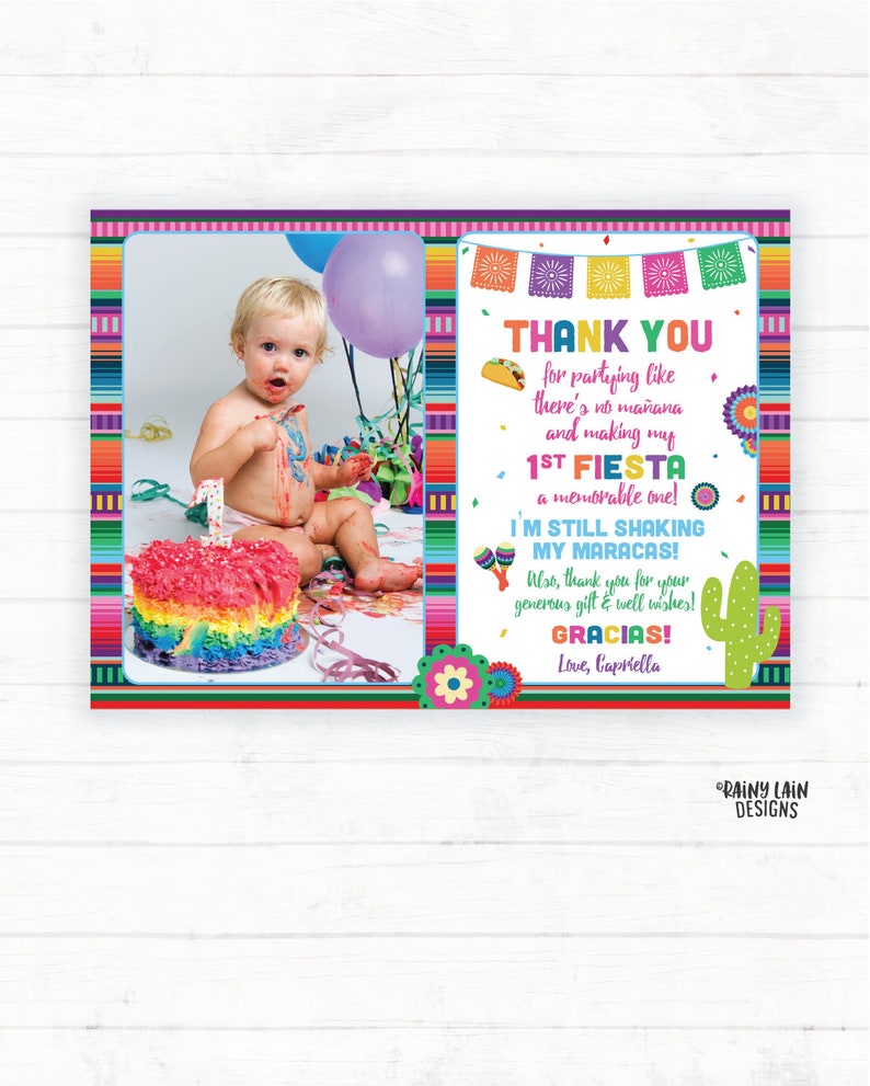 Custom Fiesta Thank You Note With Photo Fiesta Thank You - Etsy