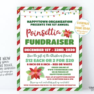 Poinsettia Fundraiser Flyer, Poinsettia Invitation, Holiday Fundraiser ...