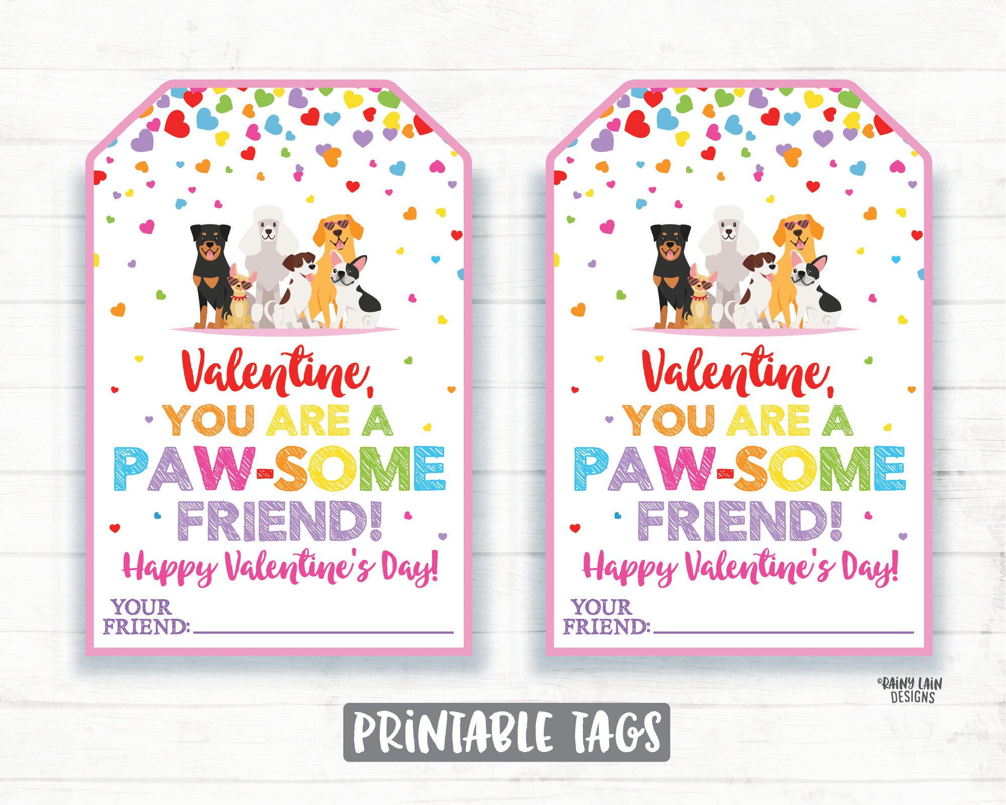 Pawsome Friend Valentine Paw-some Valentine Puppy Valentine | Etsy