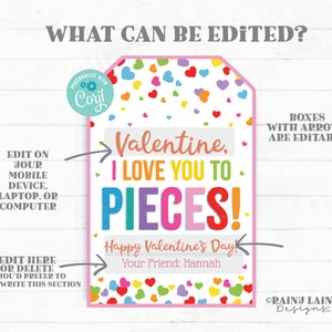 Valentine I Love You to Pieces Tag, Puzzle Candy Building Blocks Friend ...