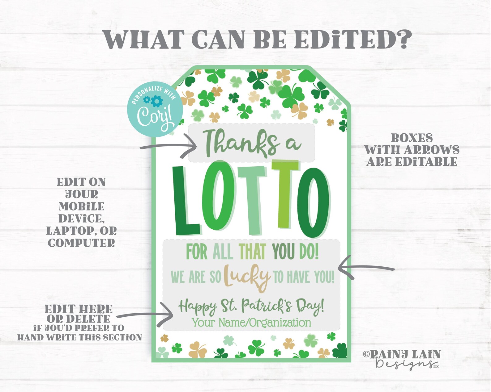 Thanks a Lotto for All You Do St Patrick's Day Lotto Tags Shamrock ...
