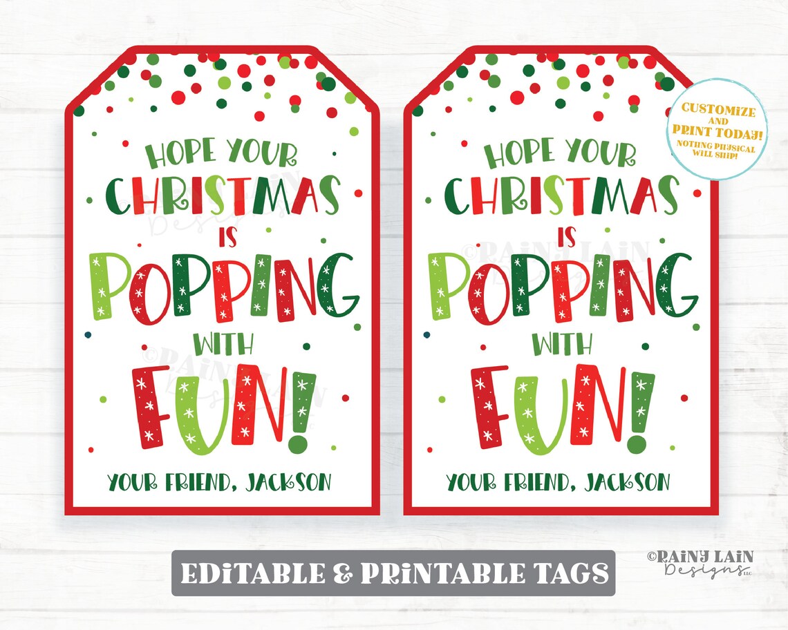 Christmas Pop Gift Tag Popping With Fun Poppin Holiday Fidget - Etsy