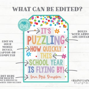 Puzzle Gift Tag, Puzzling How Fast School Year Went By, Built Building ...