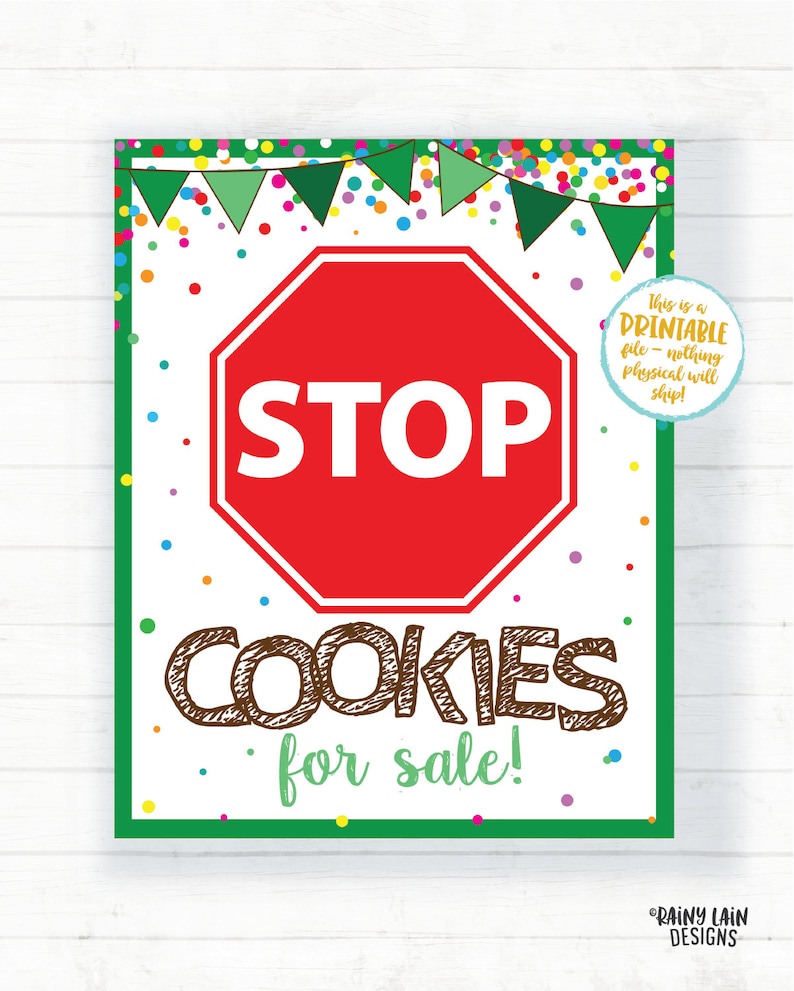 Printable Stop Cookies for Sale Poster Cookie Booth - Etsy