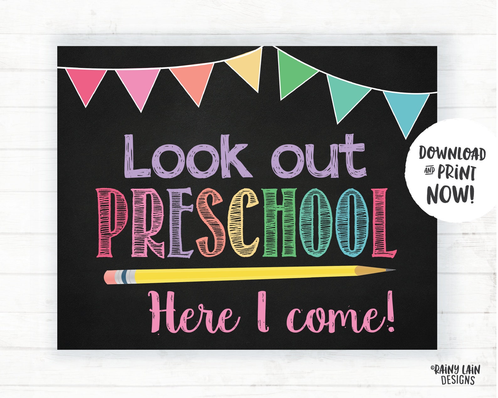 Look Out Preschool Here I Come Sign, Preschool Here I Come Poster ...