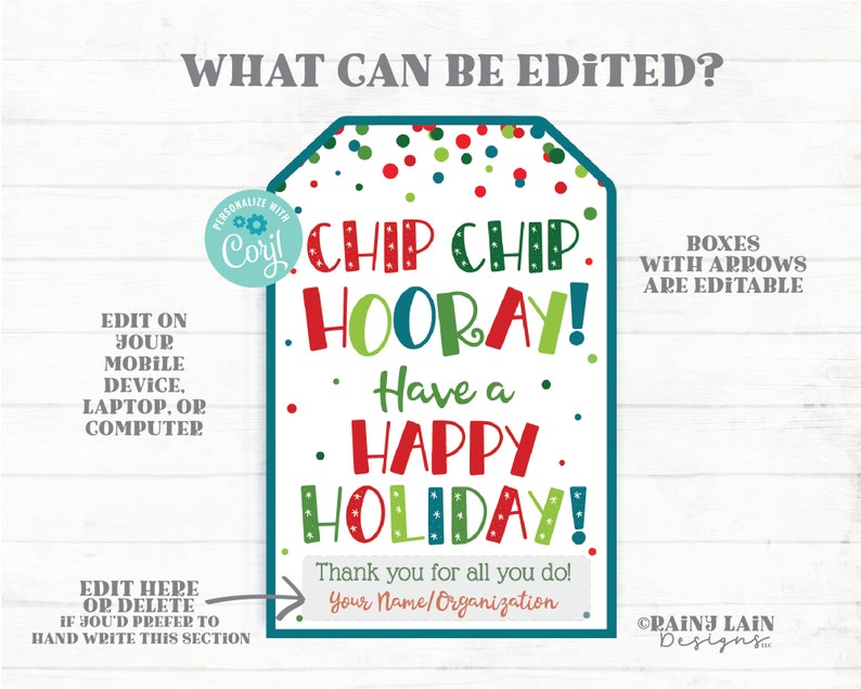 Chip Chip Hooray Have a Happy Holiday Tag Chips Chocolate Chip - Etsy