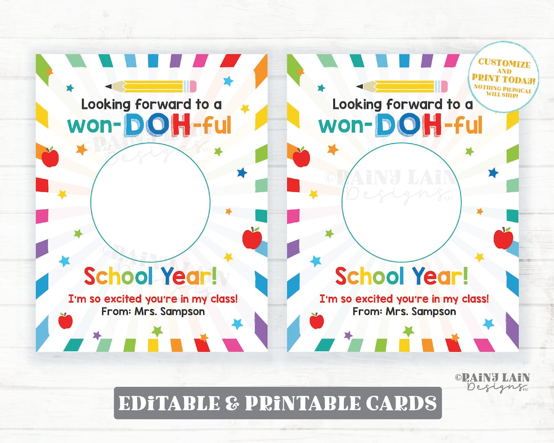 Editable Wondohful School Year Card, Playdough, Play Dough, First Day ...