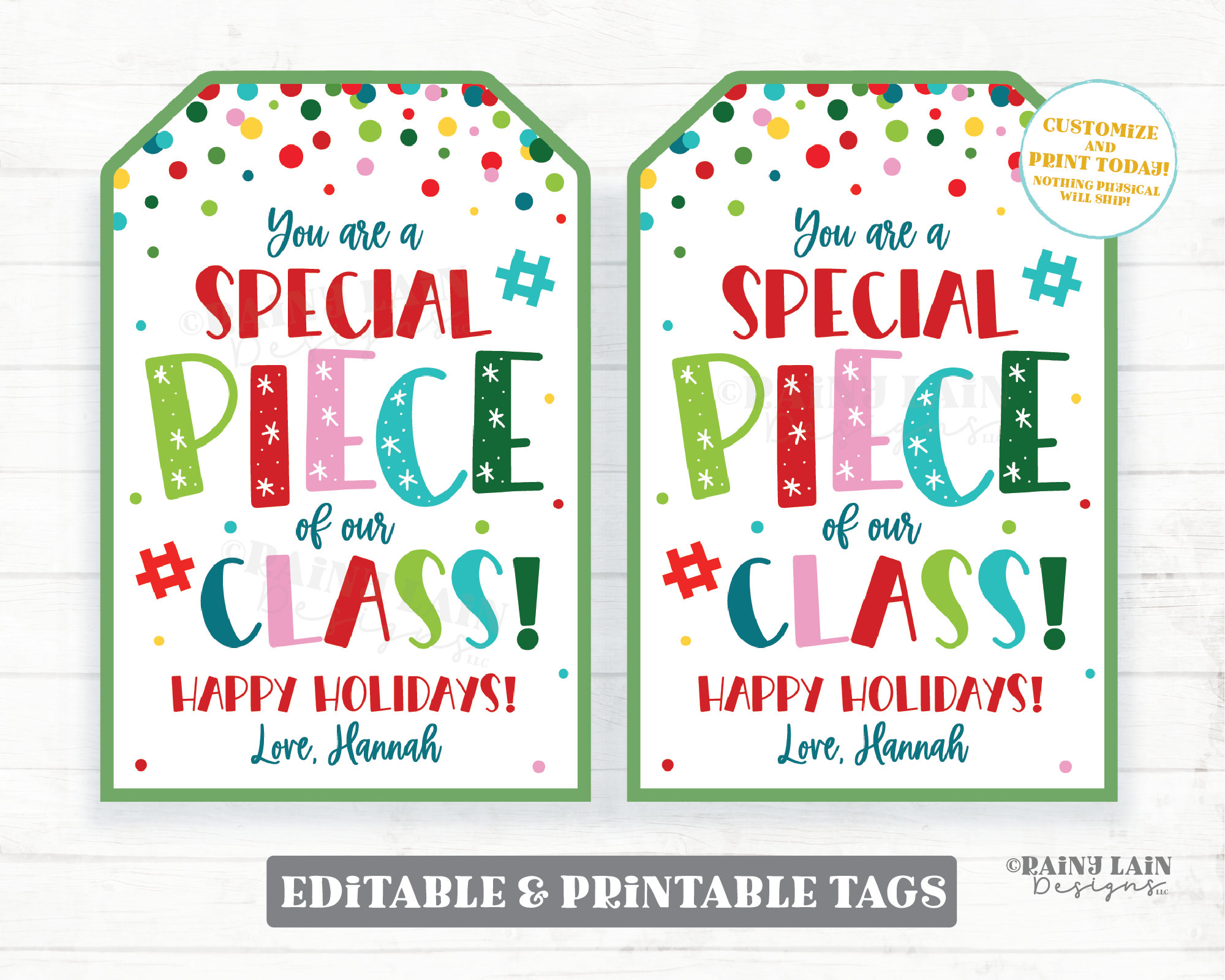 Special Piece of Our Class Tag Holiday Building Block Puzzle Classmate ...