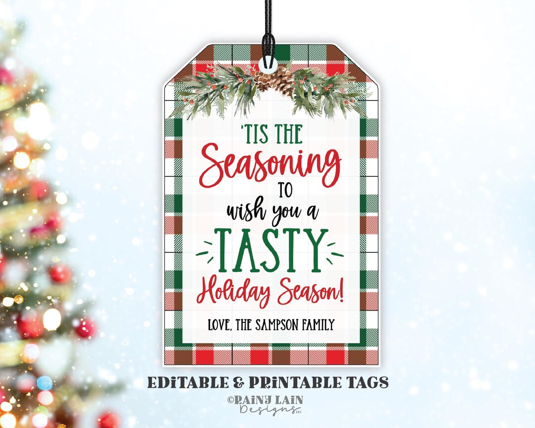 Editable Tis the Seasoning Tag, Printable Christmas Gift, Holiday ...