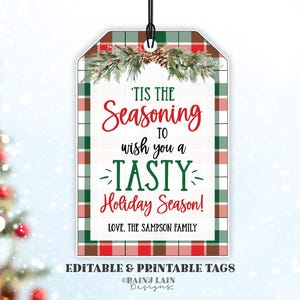 Editable Tis the Seasoning Tag, Printable Christmas Gift, Holiday ...
