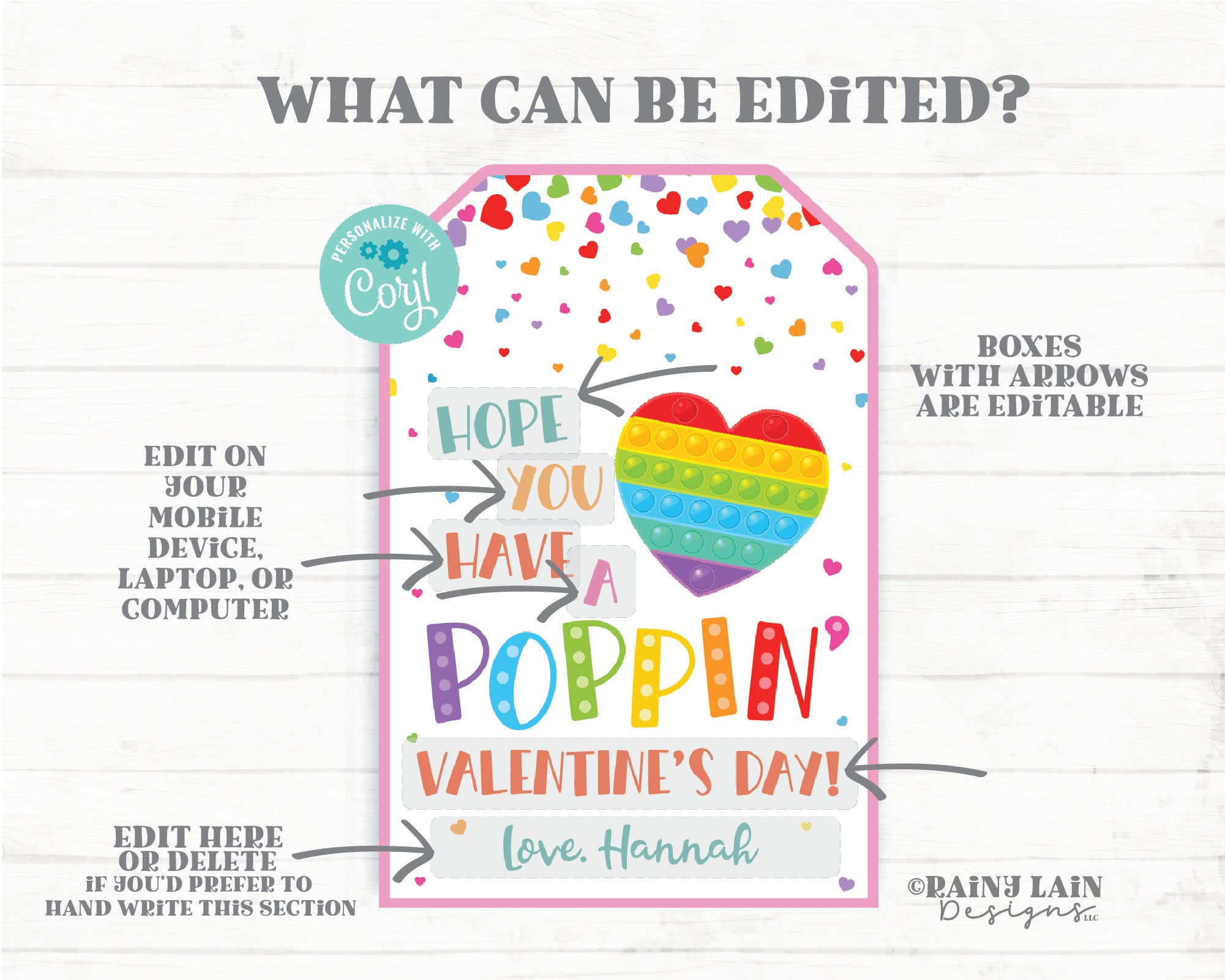 Hope You Have a Poppin' Valentine's Day Tag, Pop Fidget Toy Popping ...