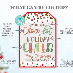 Editable Christmas Chocolate Gift Tag, Thanks a Choco-lot, Holiday ...