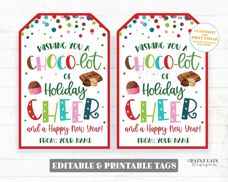 Holiday Chocolate Gift Tag Christmas Choco-lot of Holiday - Etsy