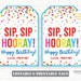 Editable Crazy Straw Tags Birthday Tags Sip Sip Hooray Its Your ...