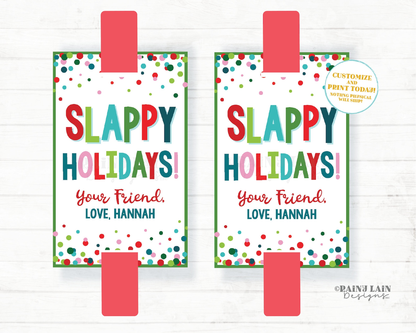Slappy Holidays Tag Slap Bracelet Card Christmas Gift Tags Preschool ...